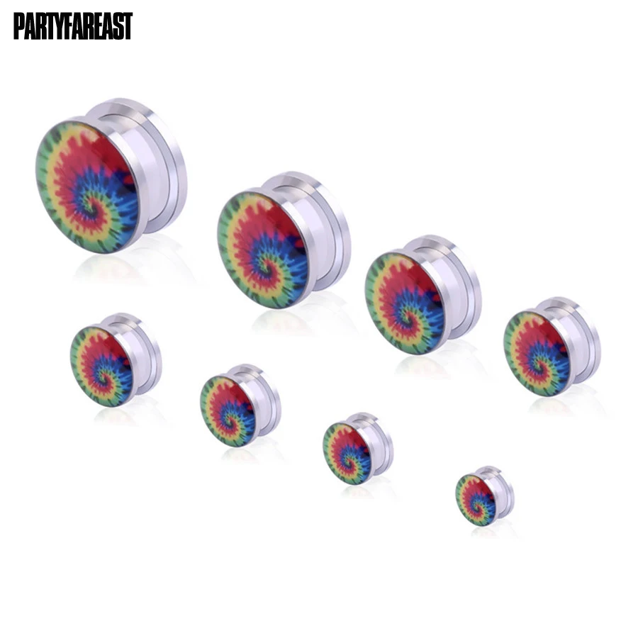 Rainbow Spiral Ear Expansion Stainless Steel Helix Piercing Ear Plugs ...