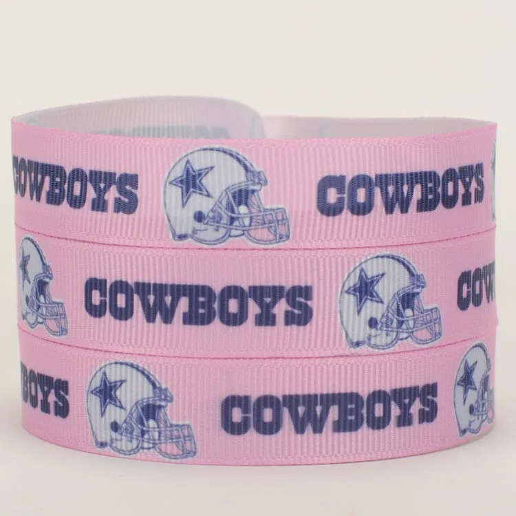 NEW 5/8"16mm pink sport team pattern printed grosgrain ribbons free ...