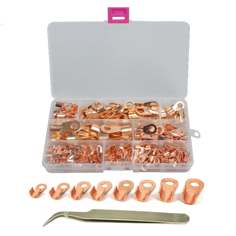 185pcs-Open-Barrel-Wire-Crimp-Copper-Ring-Terminal-Lugs-Assortment-Set ...