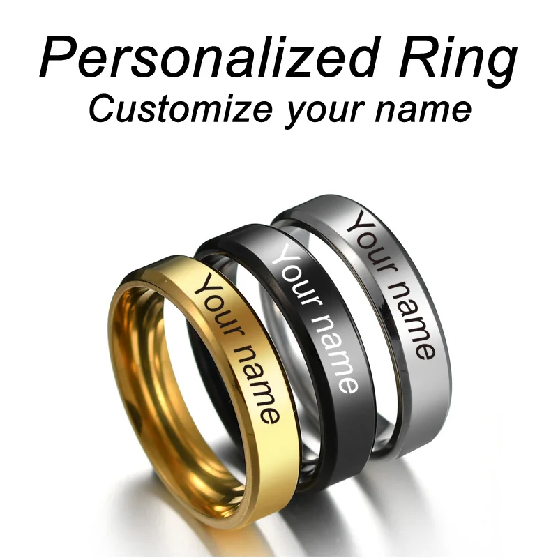 Personalized Rings Customized Engraved With Your Name Texts Signature ...