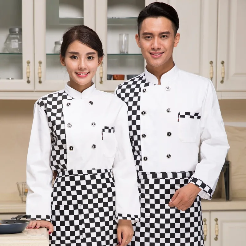 10pcs Cook suit long sleeve chef work wear hotel tooling work clothes ...