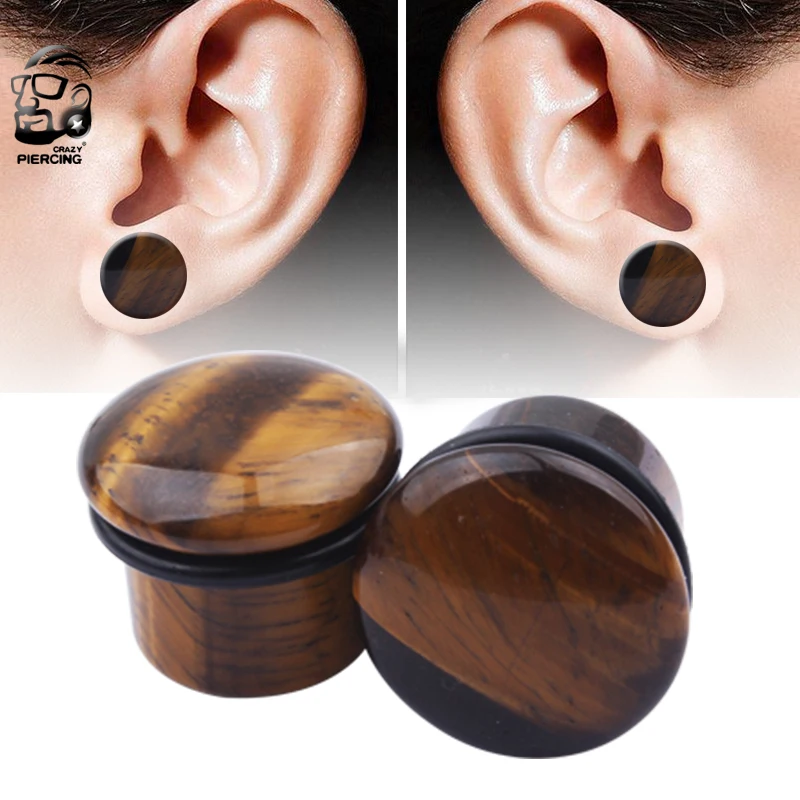 Natural-Tiger-Eye-Stone-Ear-Plugs-Tunnels-Hot-Fashion-Ear-Gauges ...