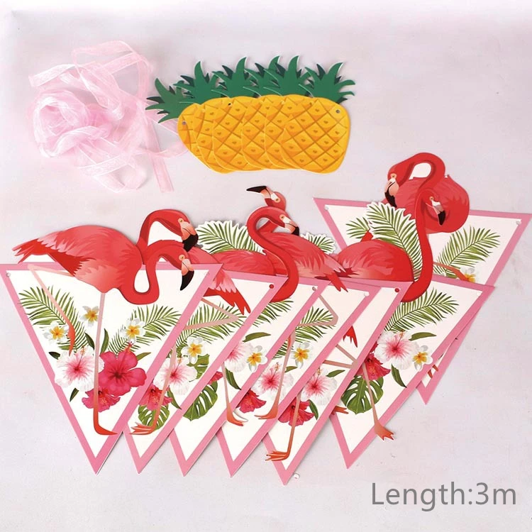 3m 14x32cm Pineapple Flamingos Birthday Banner Baby Shower Decor Photo ...