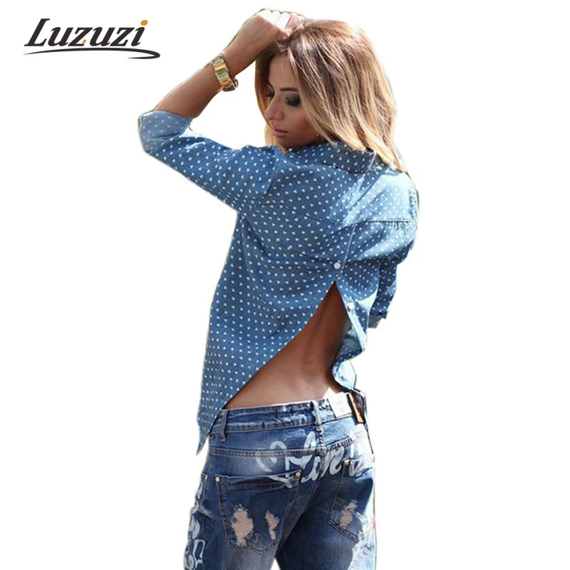 1pc Women Streetwear Backless Blouse Long Sleeve Shirts Spring Tops ...