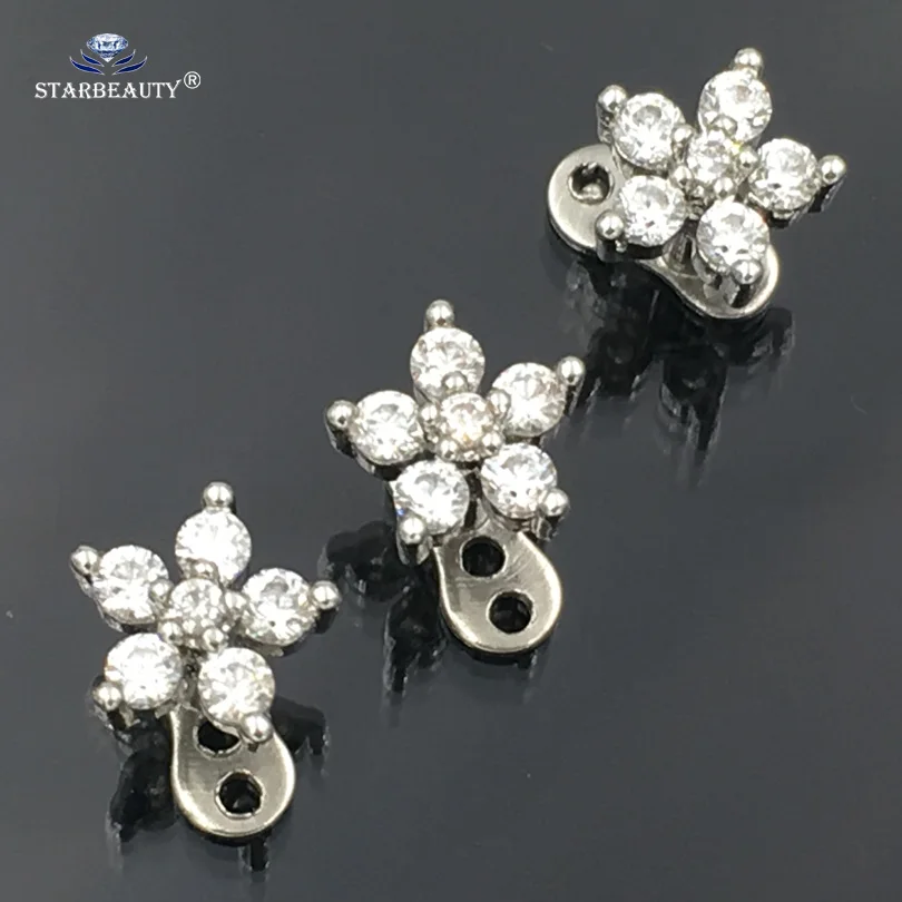 1 Set (1 Stud + 1 Base) 23g Silver Color Micro Dermal Piercing Tops ...
