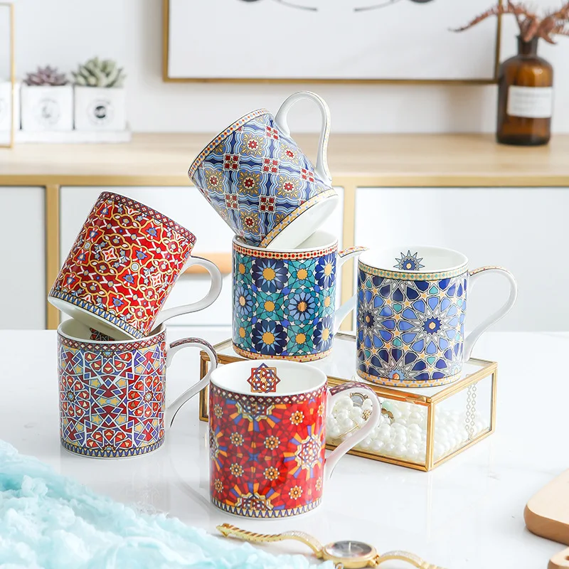 Moroccan Style Ceramic Mug Vintage Creative Coffee Mug Breakfast Milk ...