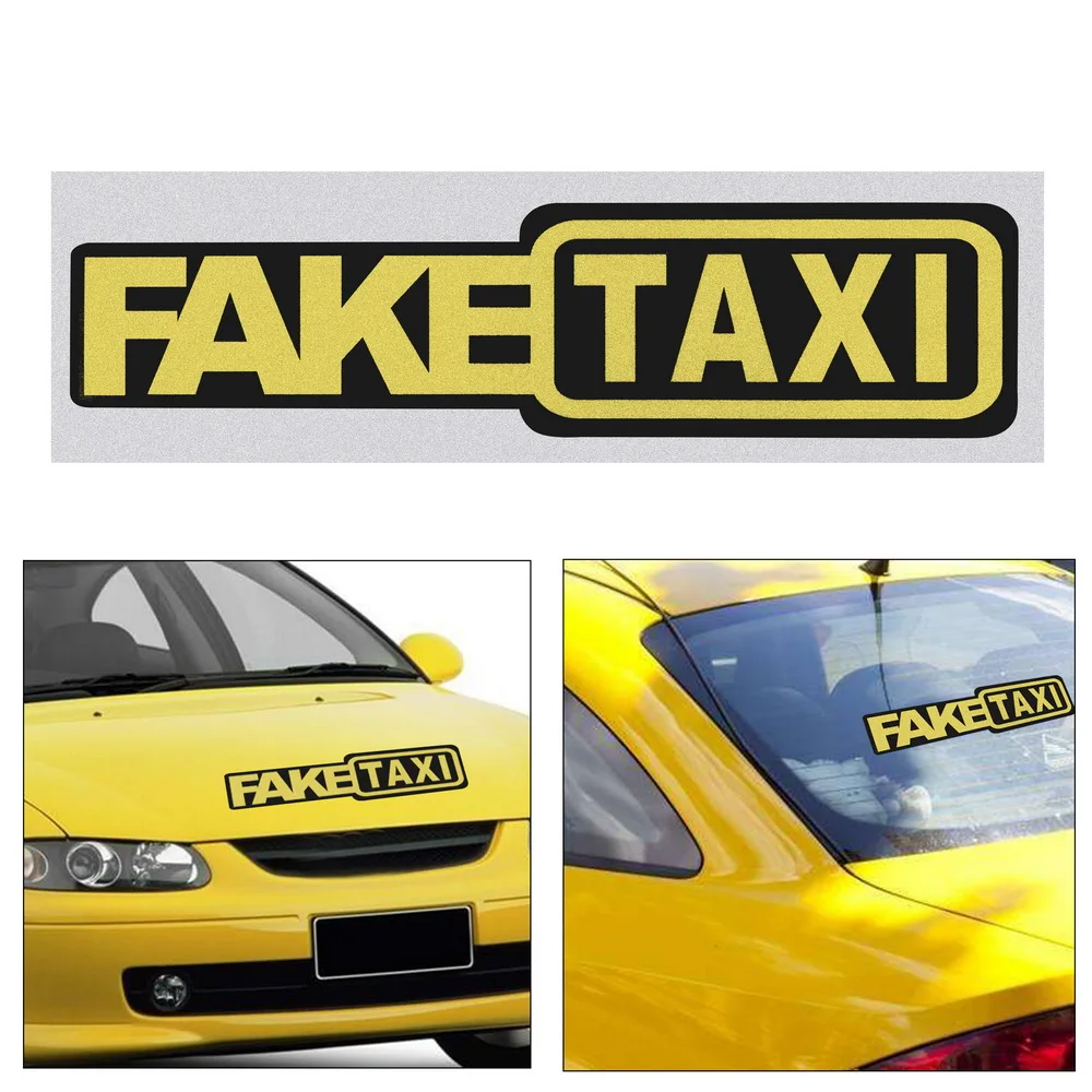 Funny 2pcs FAKE TAXI Car Auto Sticker FakeTaxi Decal No Background