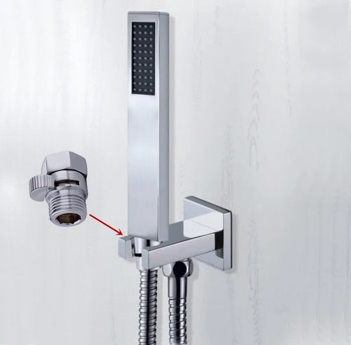Hand Held Shower Head With Wall Connector shut off valve &1.5m Hose ...