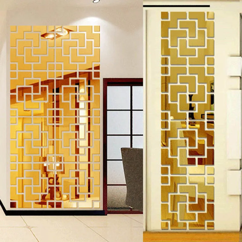 Diy-Living-Room-Decoration-TV-Wall-Decal-Mirror-Effect-Wall-Stickers-3D ...