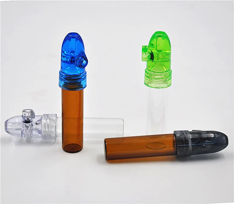 4 Pcs H.82mm Plastic Glass Snuff Dispenser Bullet Rocket Snorter Sunff ...