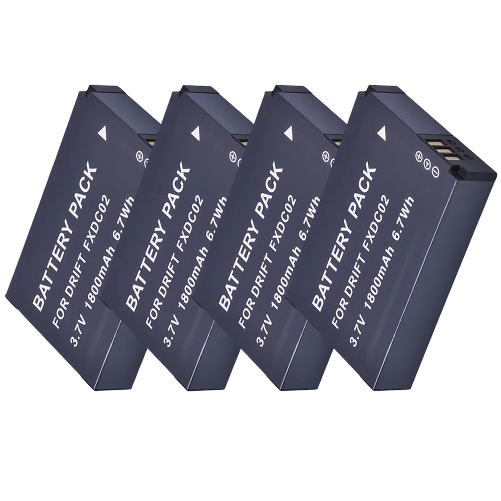 PowerTrust New 4Pcs FXDC02 Replacement Battery for DRIFT HD GHOST DSLR ...
