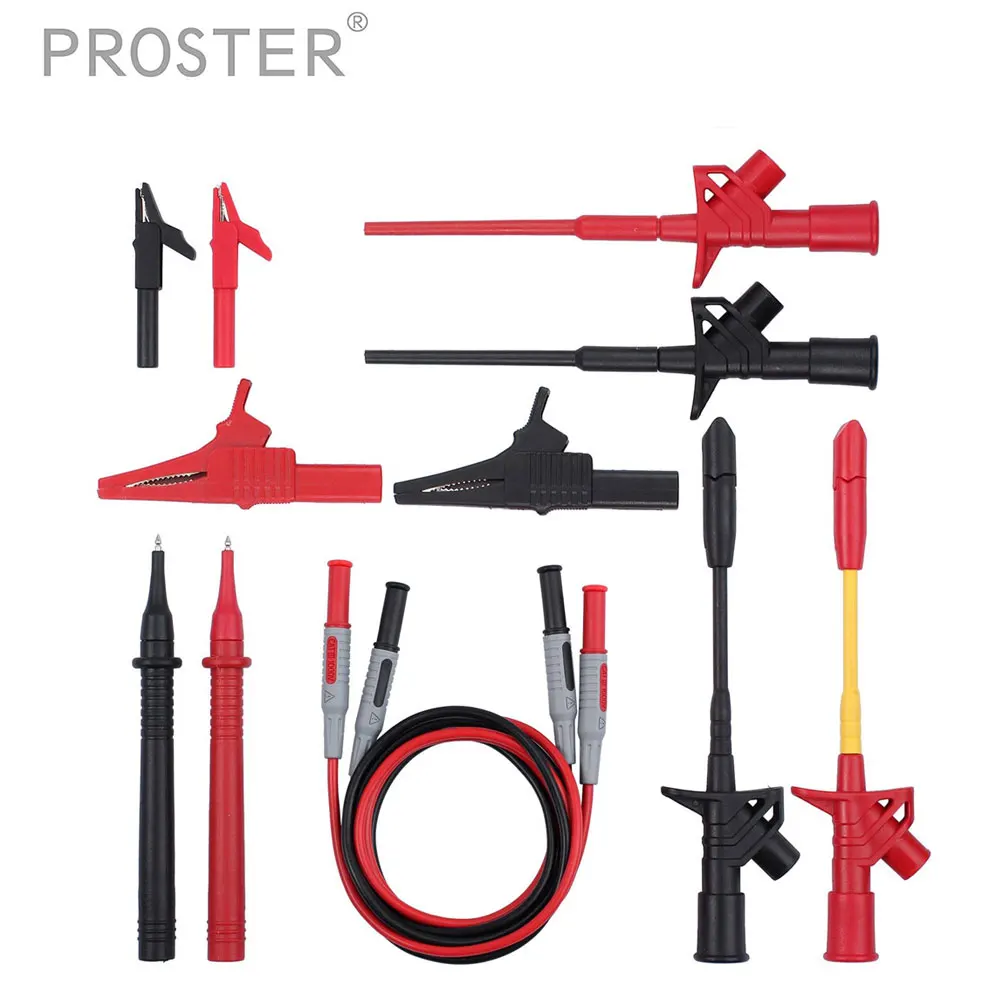 Proster 12 in 1 Meter Tester Kit Multimeter Alligator Clip Pen Hook ...