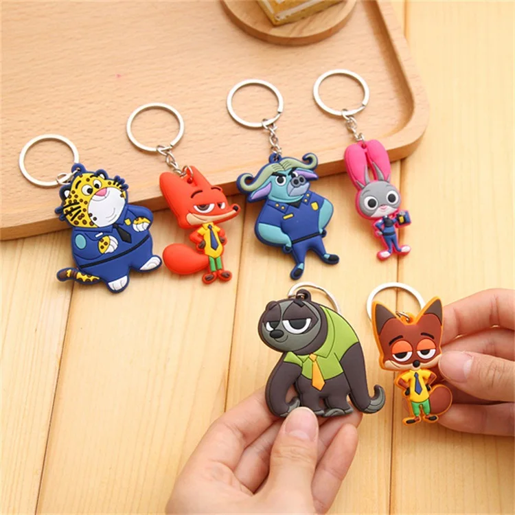 Cartoon keychain Kawaii Animal Silicone Key Chain Cute Rabbit Fox Key ...