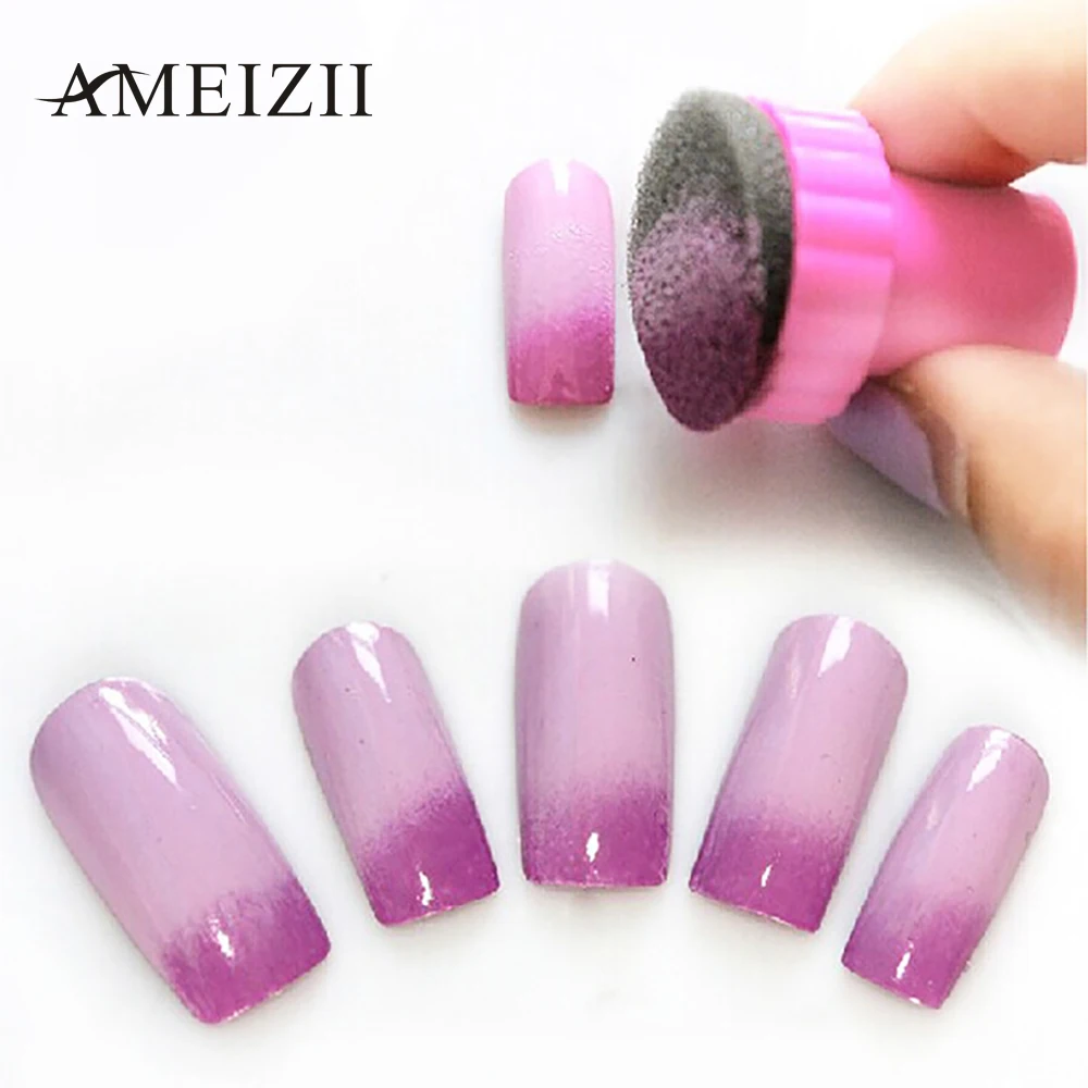 AMEIZII 5pcs Nail Sponges DIY Gradient Soft Sponge Nail Buffer Files ...