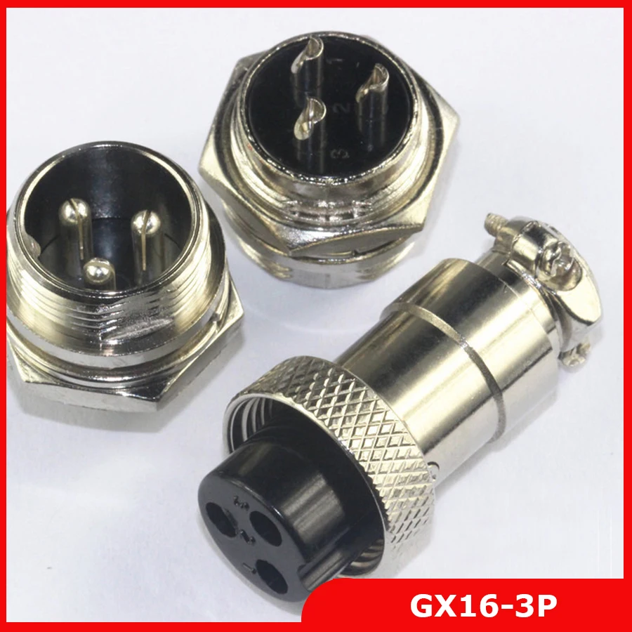 Free Shipping 2Pair 4Pcs GX16 GX16 3 3P 3Pin 16mm Male Female Wire