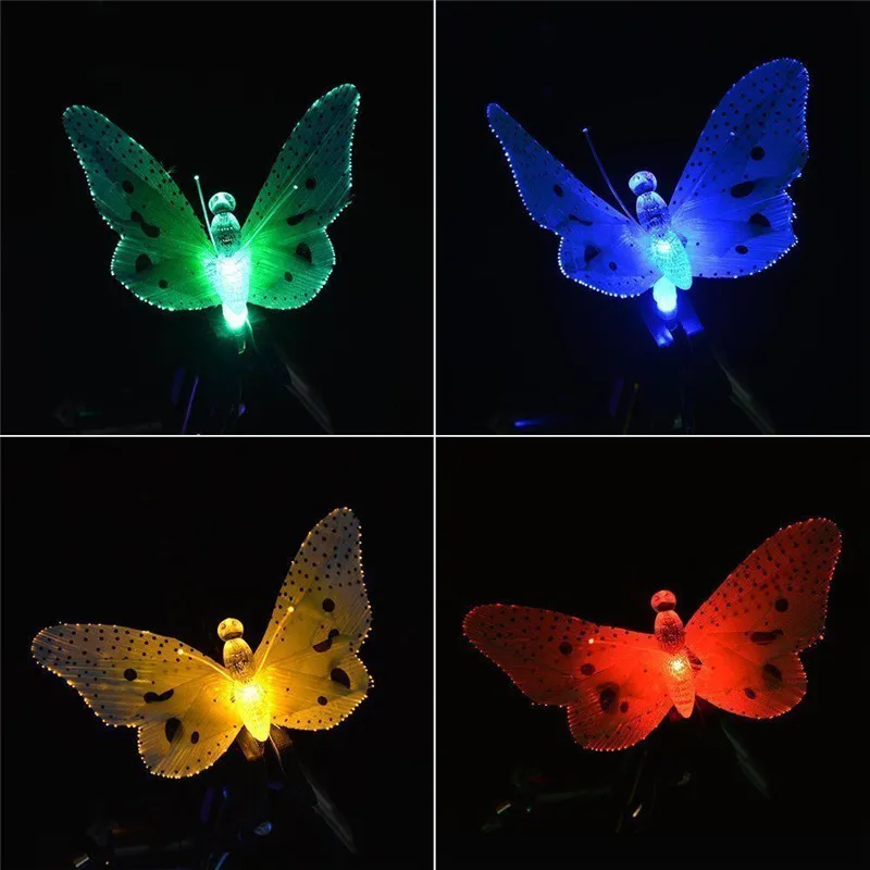 12Led Solar Powered Butterfly Fiber Optic Party Festival Fairy String ...