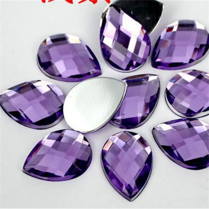 Diy Bling Lt Purple Color Drop Shape Lattice Faceted Acrylic ...