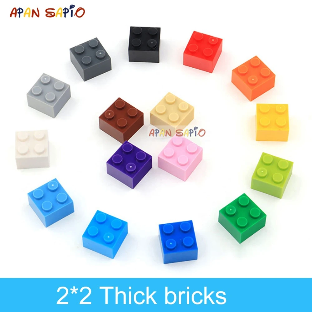 60pcs Diy Building Blocks Thick Figures Bricks 2x2 Dots Educational ...