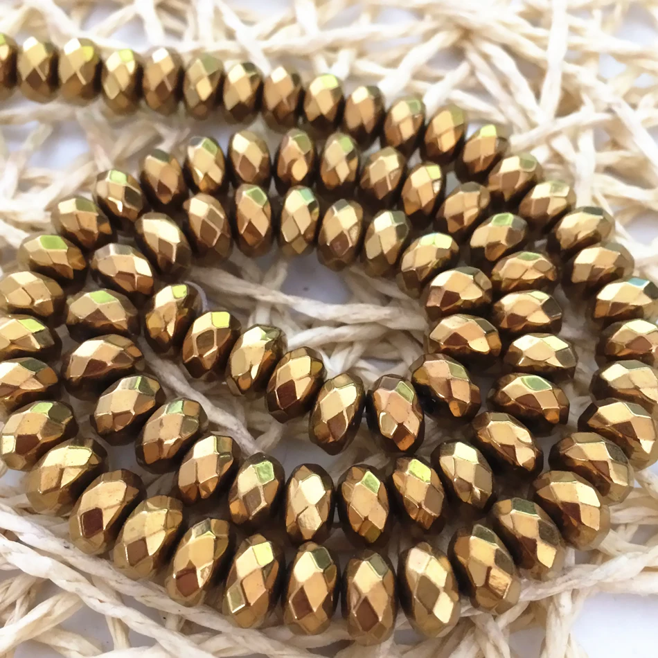 Natural Gold-color Hematite Stone High Grade 2x4mm 4x6mm 5x8mm 6x10mm ...