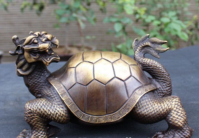 Free shipping bir 006445 8" Chinese Fengshui Pure Bronze Dragon Dragons ...