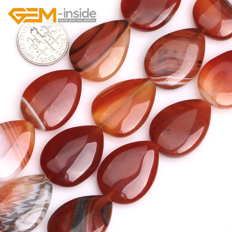 18x25mm 20x20mm Natural Red Brown Botswana Agates Drop/Oval Shape Beads ...