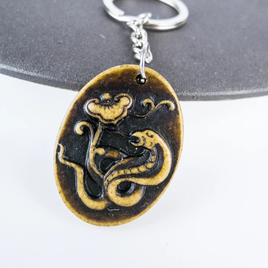 Snake-The-12-Chinese-Zodiac-Key-Chain-limitation-Yak-Bone-Material-Bone ...