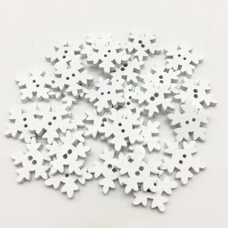 1000pcs-18mm-White-Wood-Snowflake-Shaped-Buttons-2-Hole-Christmas ...
