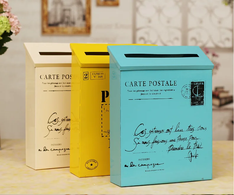 Small suggestion box with lock tin trunk wall mailbox American Pastoral ...