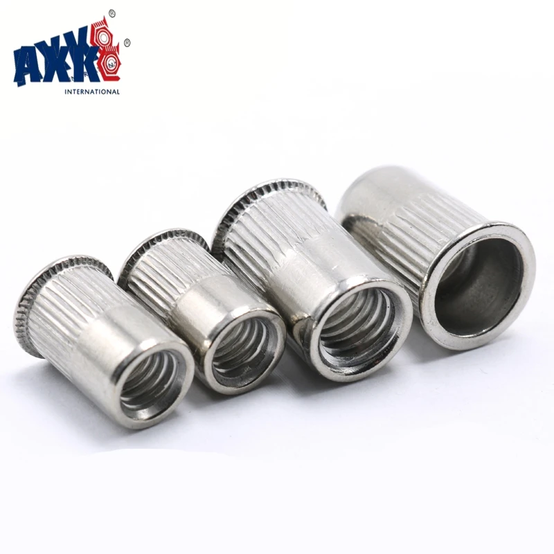 AXK 304 Stainless Steel Cylindrical Vertical Grain Flat Head Rivet Nut ...