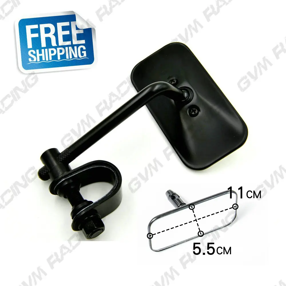 Black Vintage Cafe Racer Clamp On Spot Mirror Rear view Mirrors Moped ...