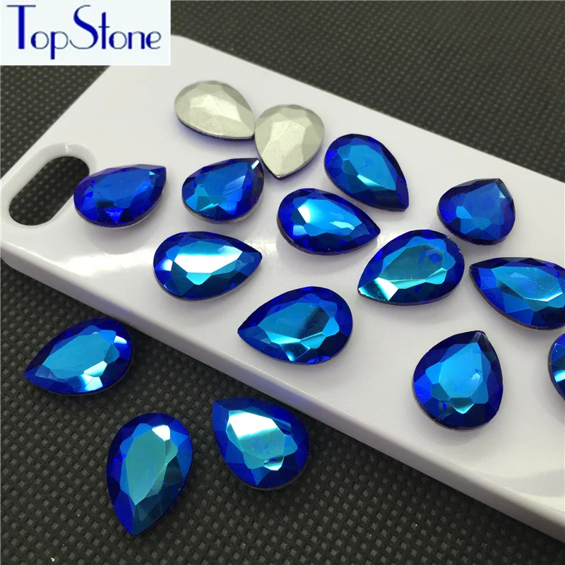 Cobalt AB Color Glass Crystal TEARDROP Pointed Back Rhinestone 6x10 ...