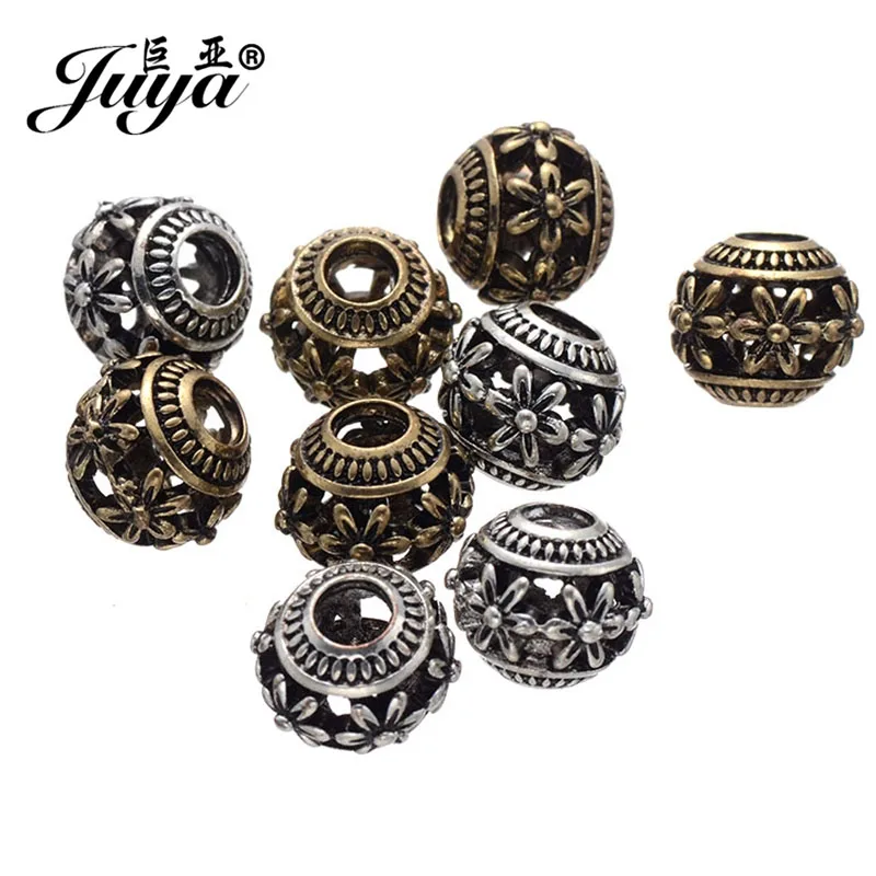 JUYA-20pcs-Wholesale-10-15mm-Hollow-Alloy-Beads-Ancient-Bronze-Flower ...