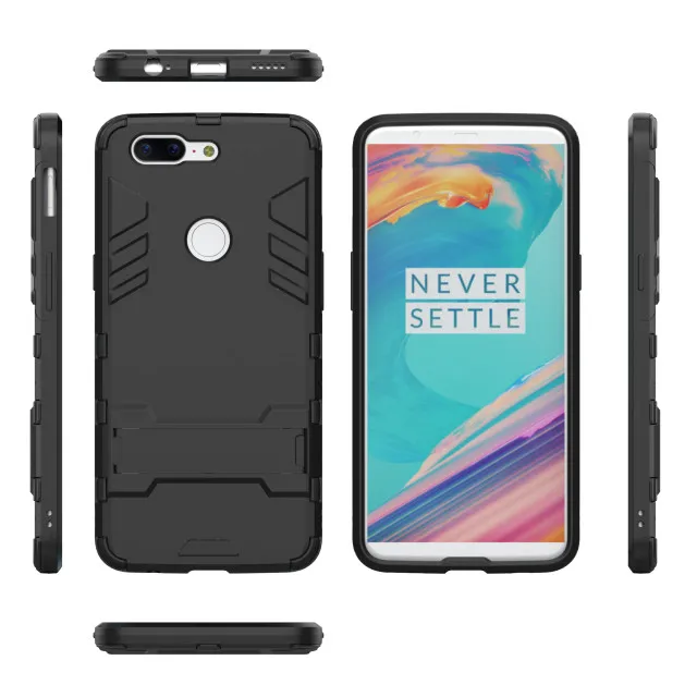 Luxury Soft Silicon + PC Hard Armor stand Cases For Oneplus 5t , Anti ...