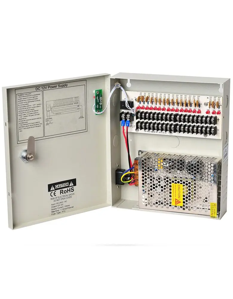 12V DC 10A 18 Channels CCTV Power Supply Box PTC Power Distribution-in ...
