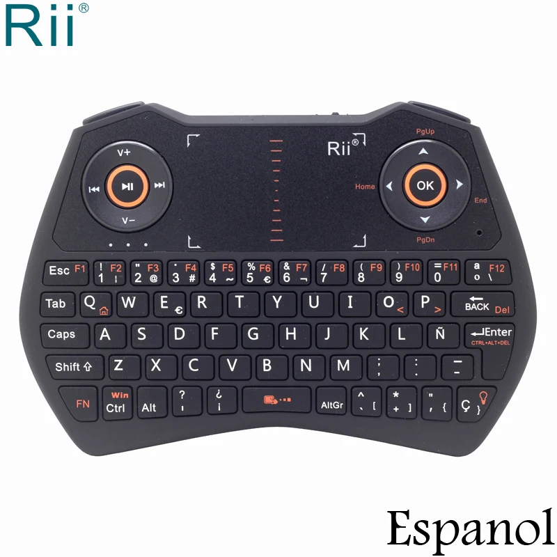 Rii i28C Backlit Spanish Keyboard 2.4GHz Mini Wireless Keyboard with ...