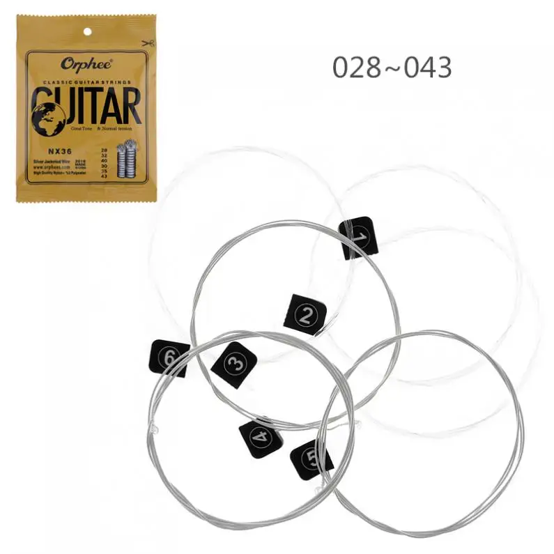 6pcs/set Silver Color Classical Guitar String 028-045 Silver Jacketed ...