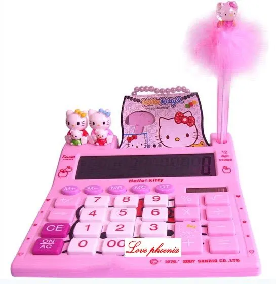 XL 12digit Pink Hello Kitty Calculators Cool Electronic Calculator love ...