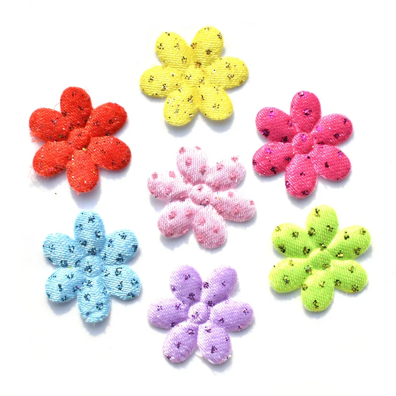 50Pcs/Lot Mixed Glitter Spring Flower Cloth Patches Floret Applique for ...