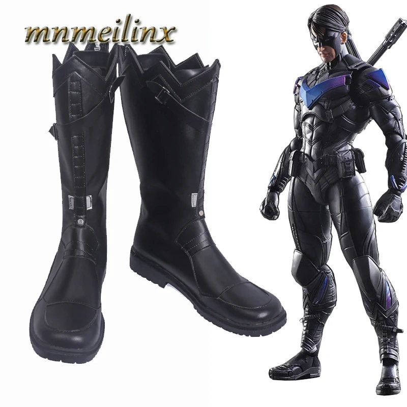Hot Movie Anime Nightwing Arkham Knight Black Cosplay Boots Shoes ...