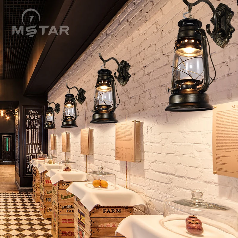 Vintage industrial wind kerosene lamp wall lamp restaurant cafe ...