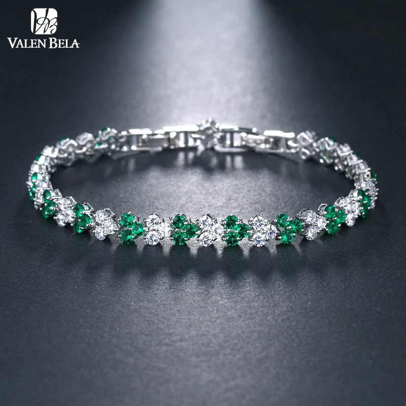 VALEN BELA Original Design Roman Bracelet Green & White Zircon Luxury ...