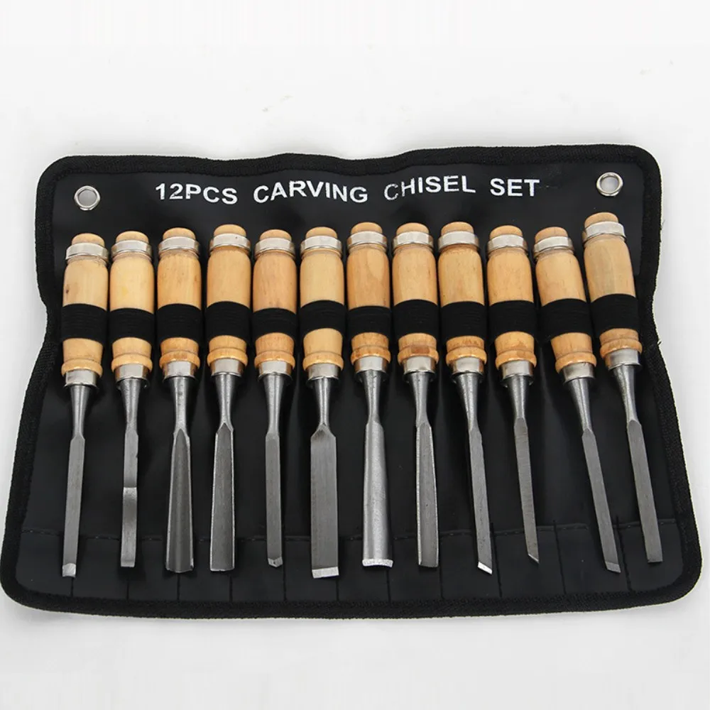 12Pcs/set Professional Wood Carving Hand Chisel Tool Set Carpenters ...