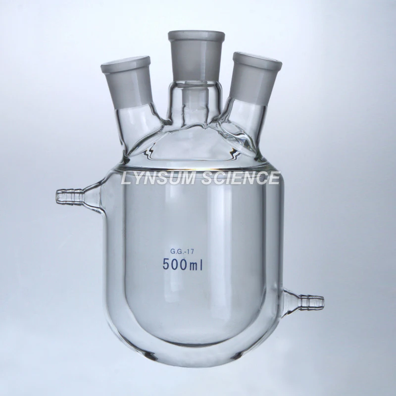 500ml Glass Jacketed Flask Reactor Vessel Round Bottom Flask Beaker Double Layer Three Necks In