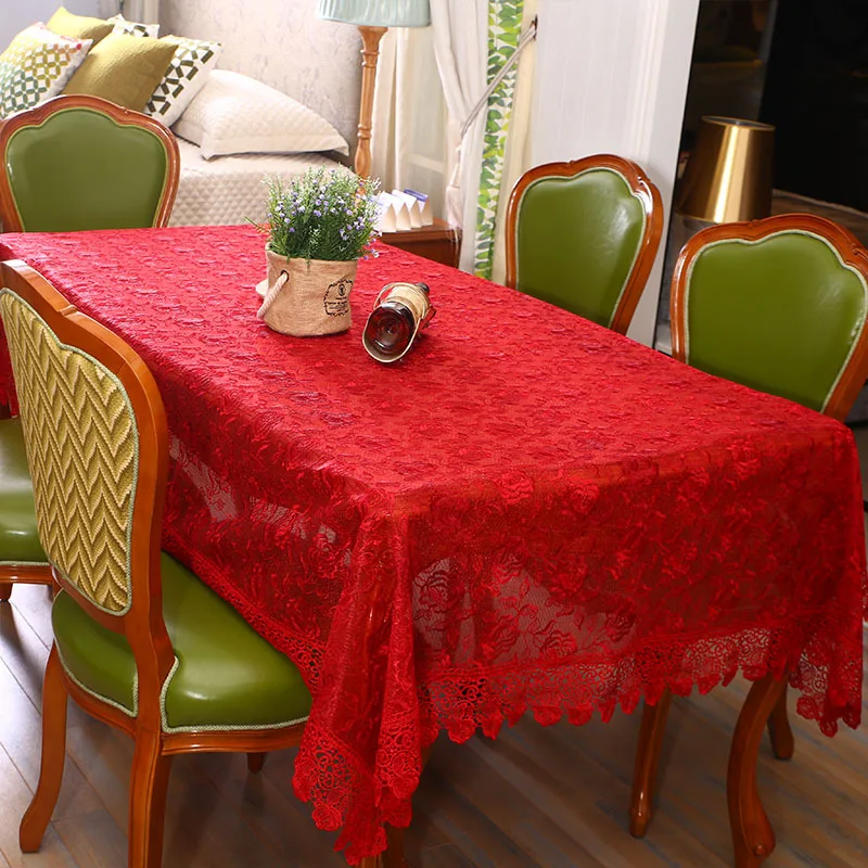 Table Cover Red White Yellow Lace Embroidered Tablecloth Manteles Para ...