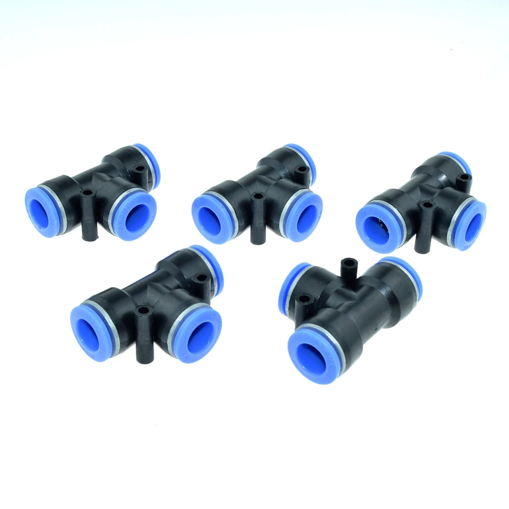5 Pcs Pneumatic 14mm to 14mm T Shaped Type Tee 3 way Air Connector ...