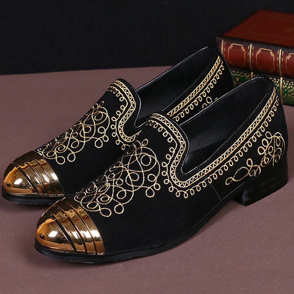 Luxury unique mens embroidered loafers vintage mens crown shoe italian ...