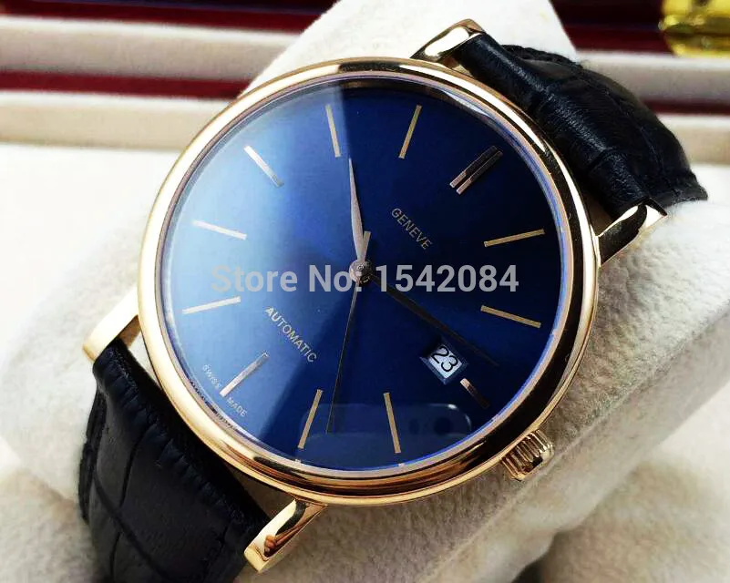 ETA 2824 Movement PP brand watch Gold case blue dial with calendar ...