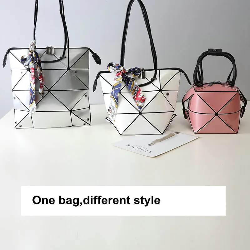 Magic diamond lattice geometric handbag foldable versatile tote bag ...