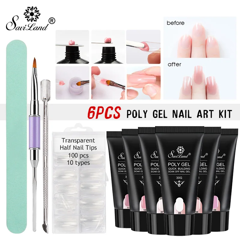 Saviland New Poly Gel Nails Kit 30g Uv Gel French Nails Art Manicure ...