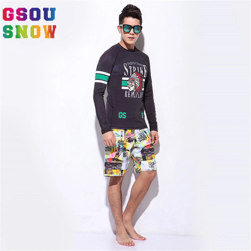 Gsou Snow Summer Beach Rash Guard Men Two piece Diving Suit Wetsuit ...
